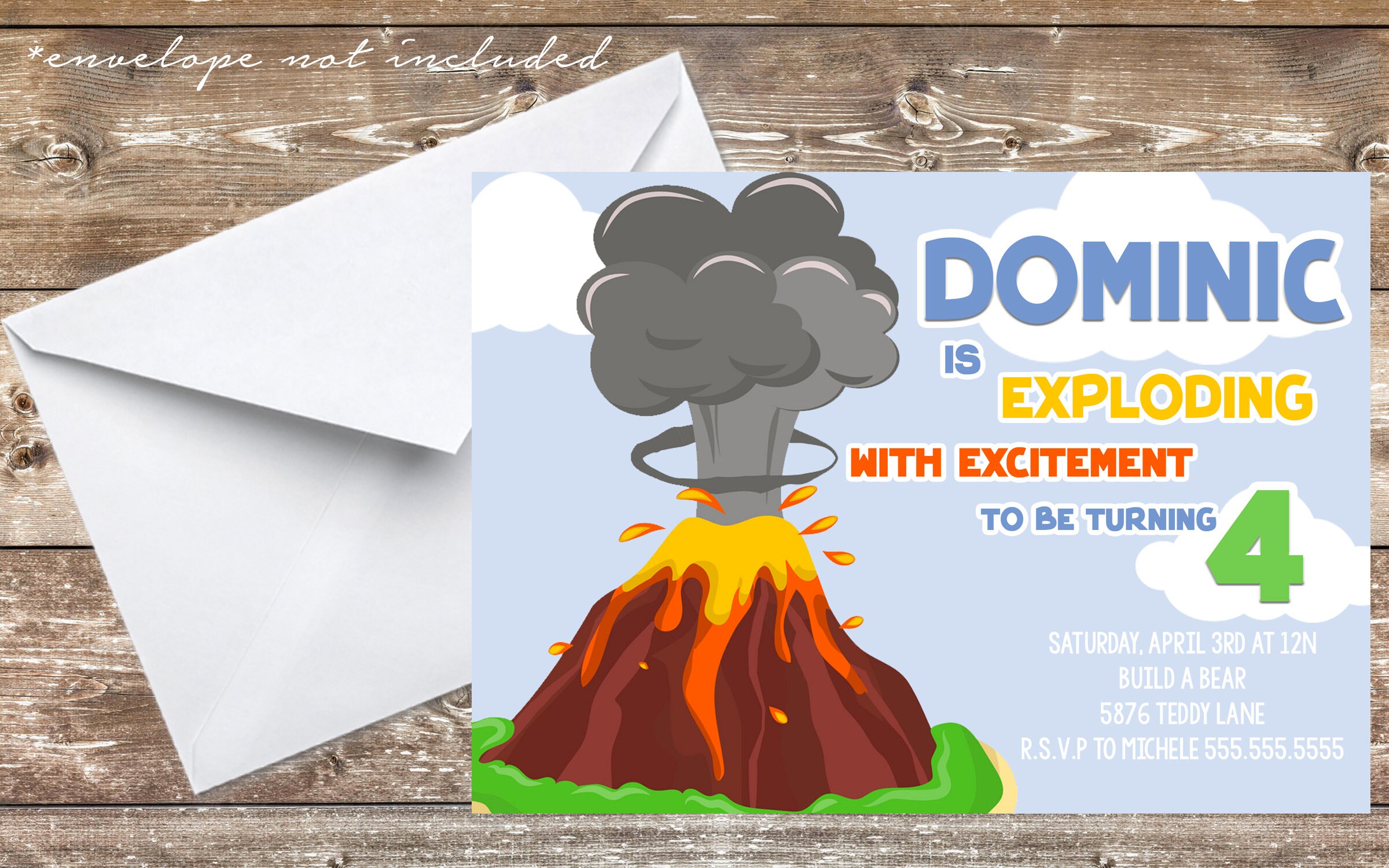 Volcano Birthday Invitation 5x7 *customized to Any Age - Etsy
