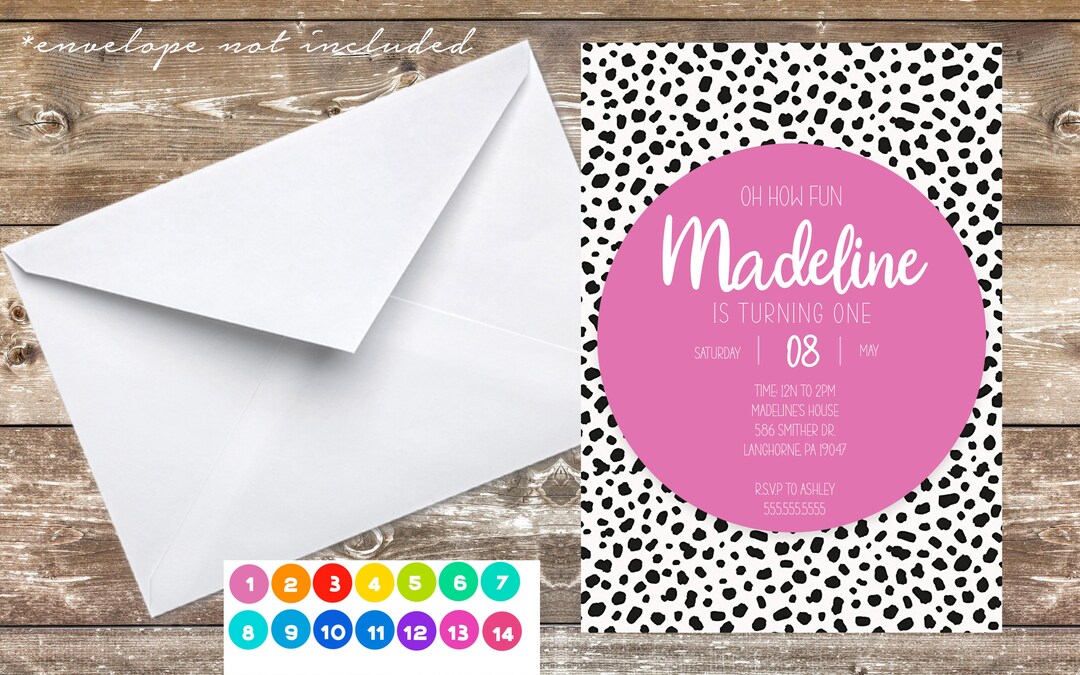 Abstract Polka Dot Birthday Invitation 5x7 choose Color for Center Dot ...
