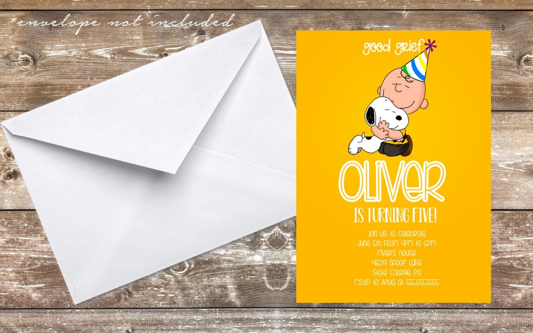 Charlie Brown Birthday Invitation 5x7 - Etsy