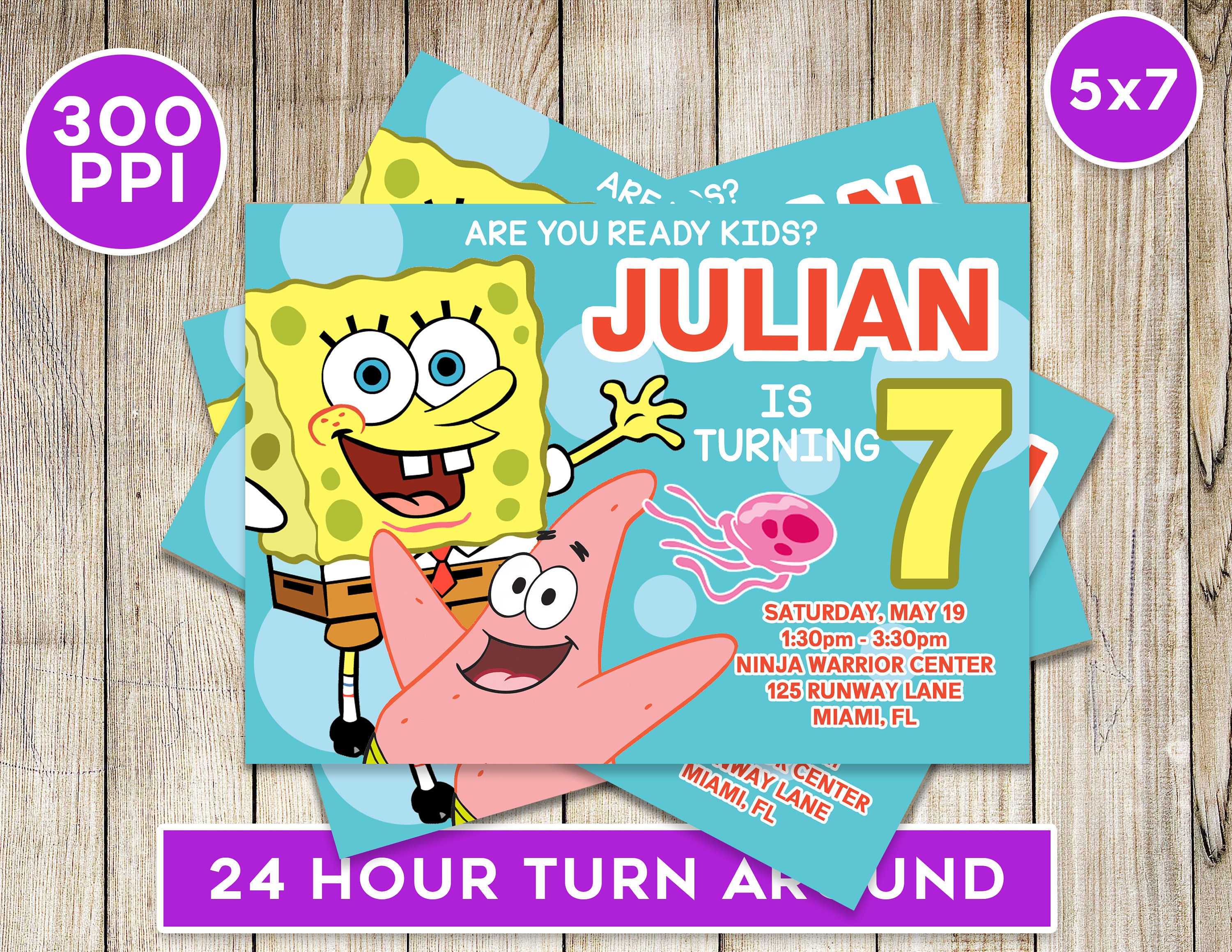 Spongebob Birthday Ticket Invitations