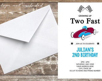 Growing up Two Fast 2nd Birthday Invitation Printable - Etsy