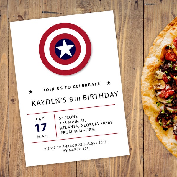 Captain America Birthday Invitations - Etsy