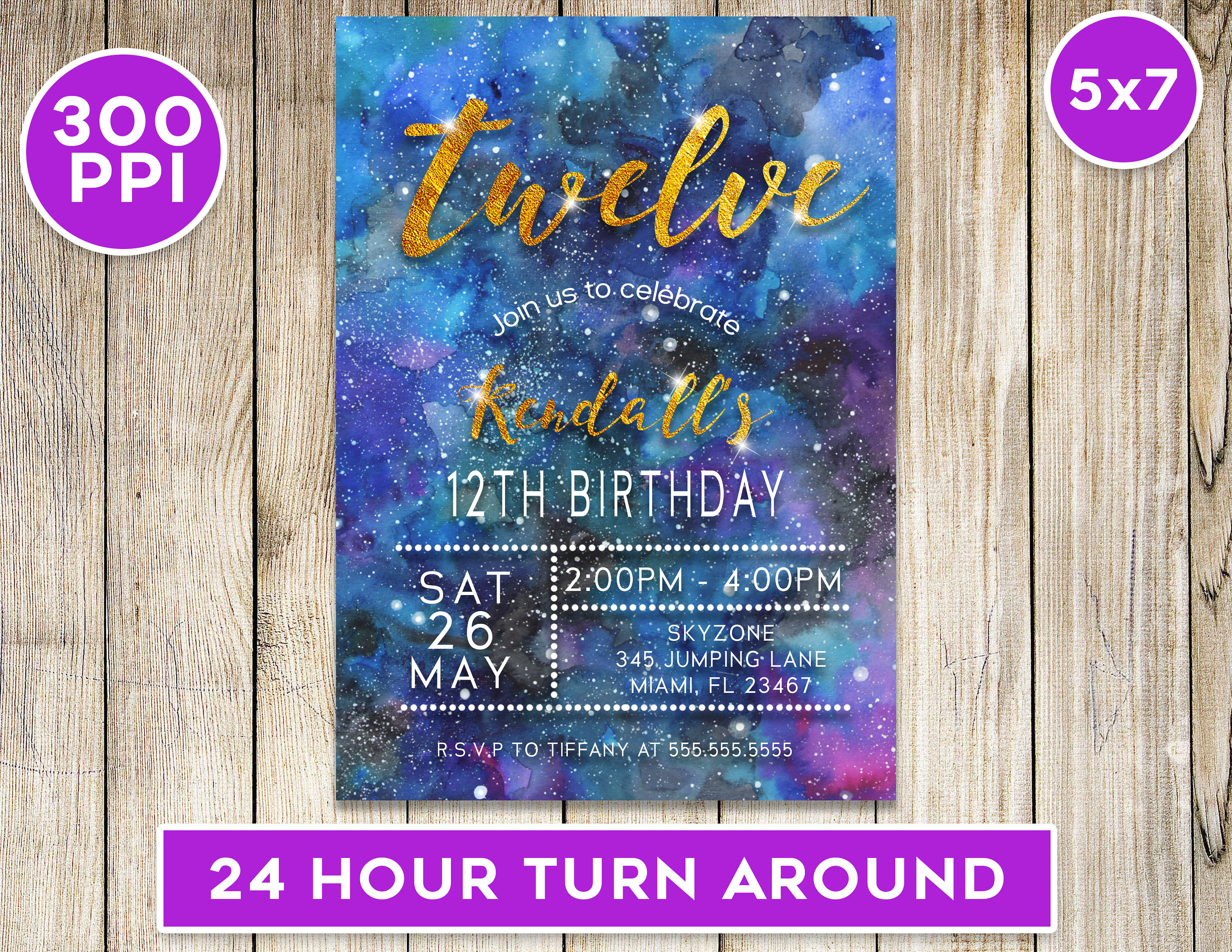 Galaxy Birthday Invitation 5x7 - Etsy