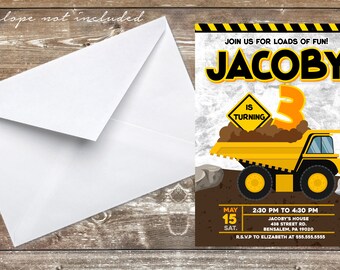 Construction Birthday Party Invitation Construction Dump Etsy