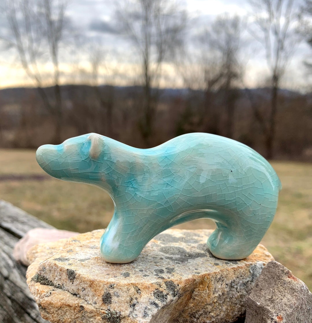 Bear Figure, Kiln God, Animal Totem, Celadon Crackle Bear - Etsy