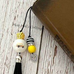 Bus Driver Bookmark, Charm, Book, Beaded, Book Bling, Chunky Beads ...