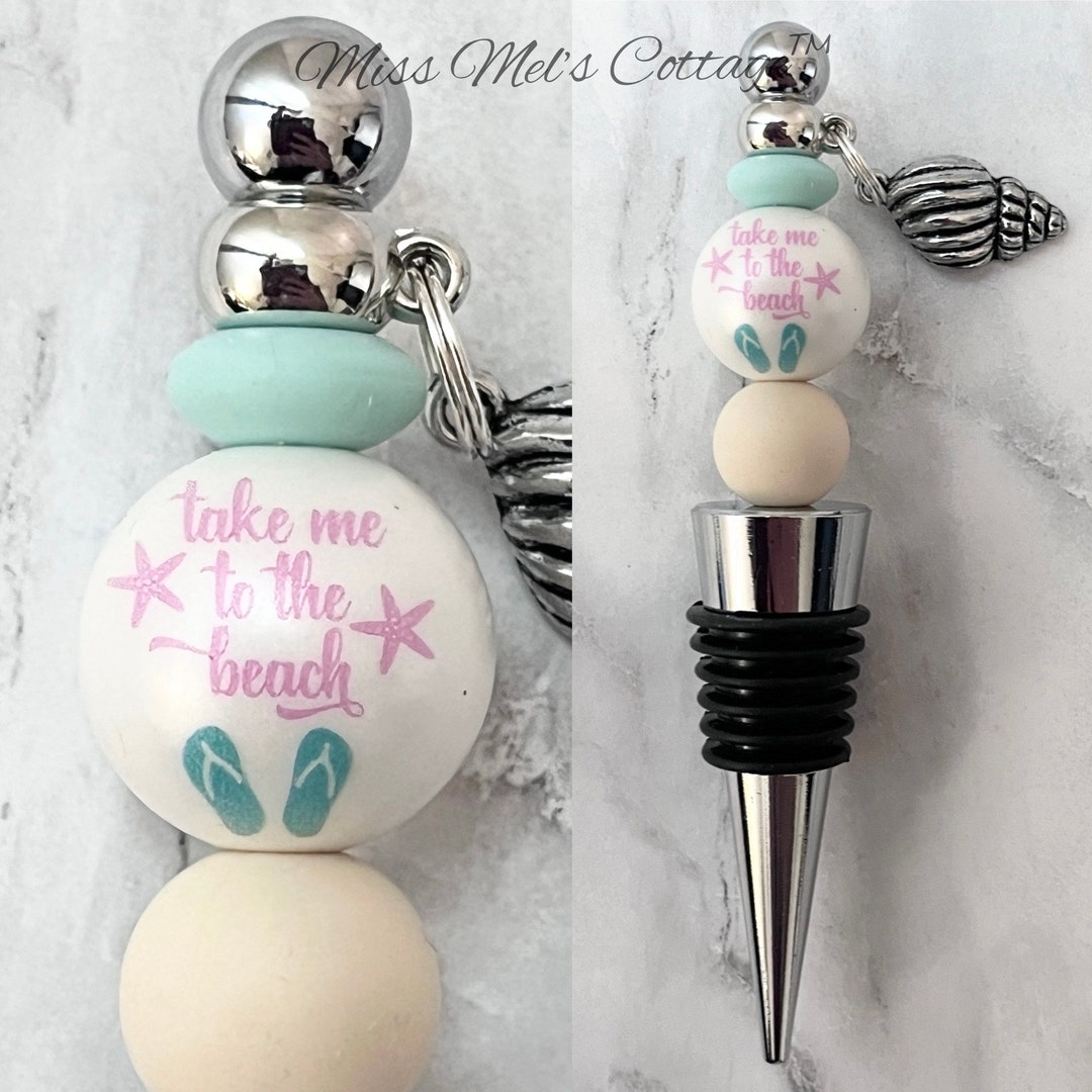 Beach Theme Wine Bottle Stopper, Bottle Stopper, Beaded Wine Stopper ...