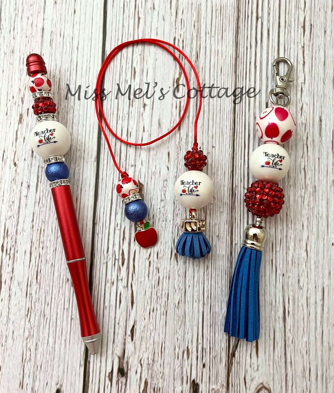 Teacher Gift Set, Beaded, Pen, Bookmark, Keychain, Purse, Bag, Zipper ...