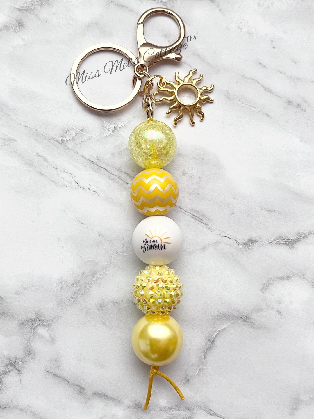 You Are My Sunshine Keychain/beaded/zipper/purse/bag/key Fob/yellow/sun ...