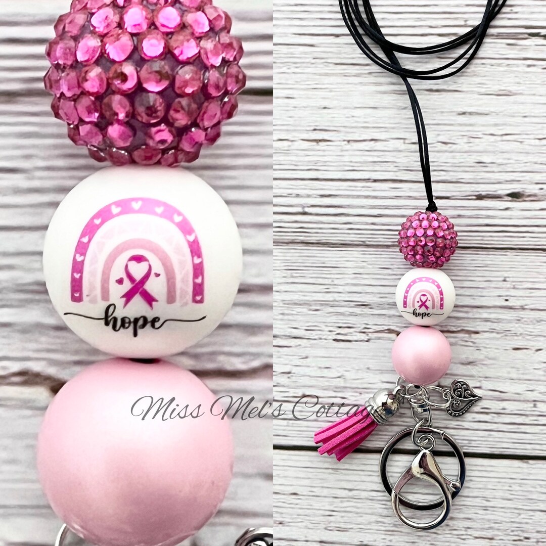 Breast Cancer Awareness Lanyard/necklace/beaded/breakaway Clasp ...