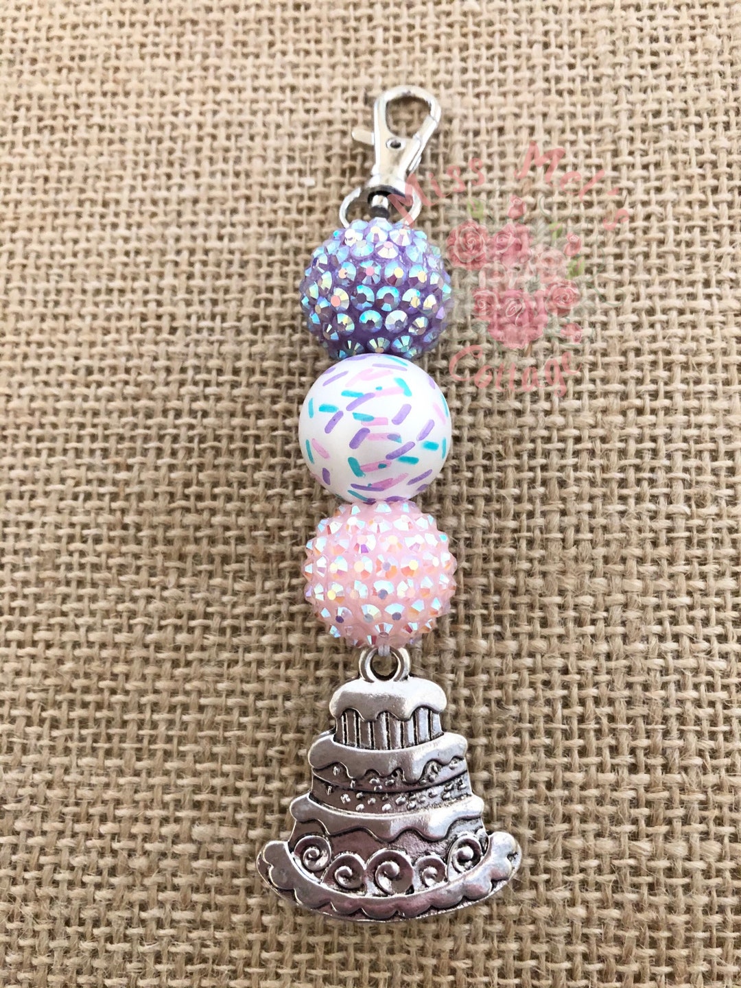 Happy Birthday/birthday Keychain/charm/beaded/purse/zipper/bag/planner ...