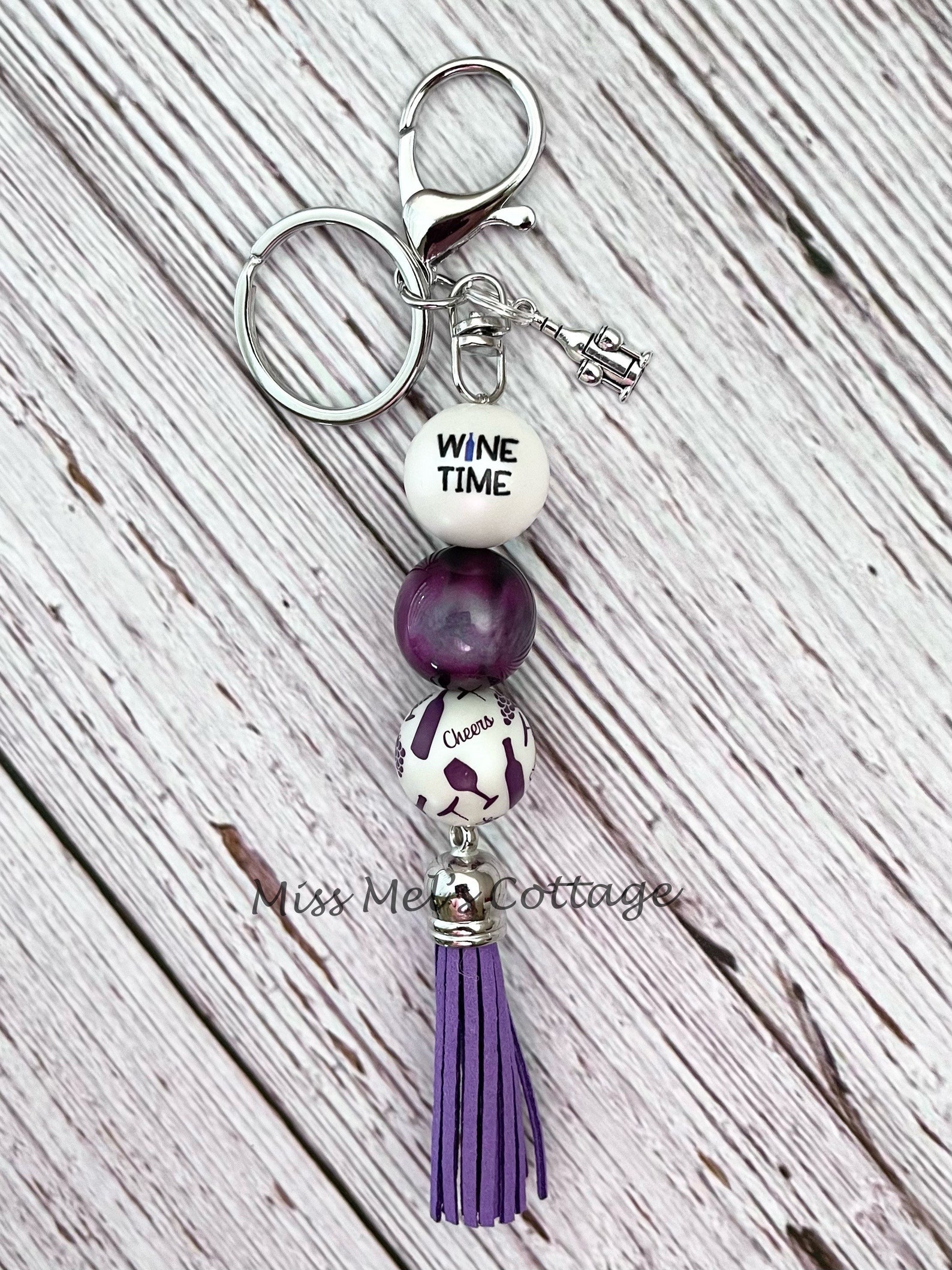 Wine Keychain/beaded/purse/bag/zipper/charm/chunky Beads/wine - Etsy