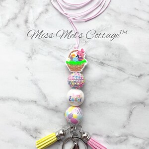 Easter Lanyard/beaded/necklace/badge Holder/pastel/beads/happy Easter ...
