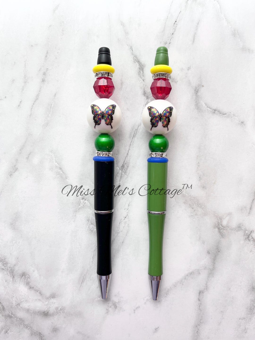 Autism Pen/beaded Pen/autism Awareness/colors/ribbon/spectrum/butterfly ...