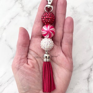 Peppermint Keychain/charm/beaded/chunky Acrylic Beads/bag/purse/zipper ...