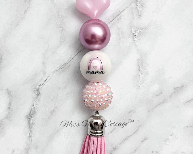 Mama Keychain/charm/beaded/zipper/bag/purse/phone/cup/charm/chunky Bead ...