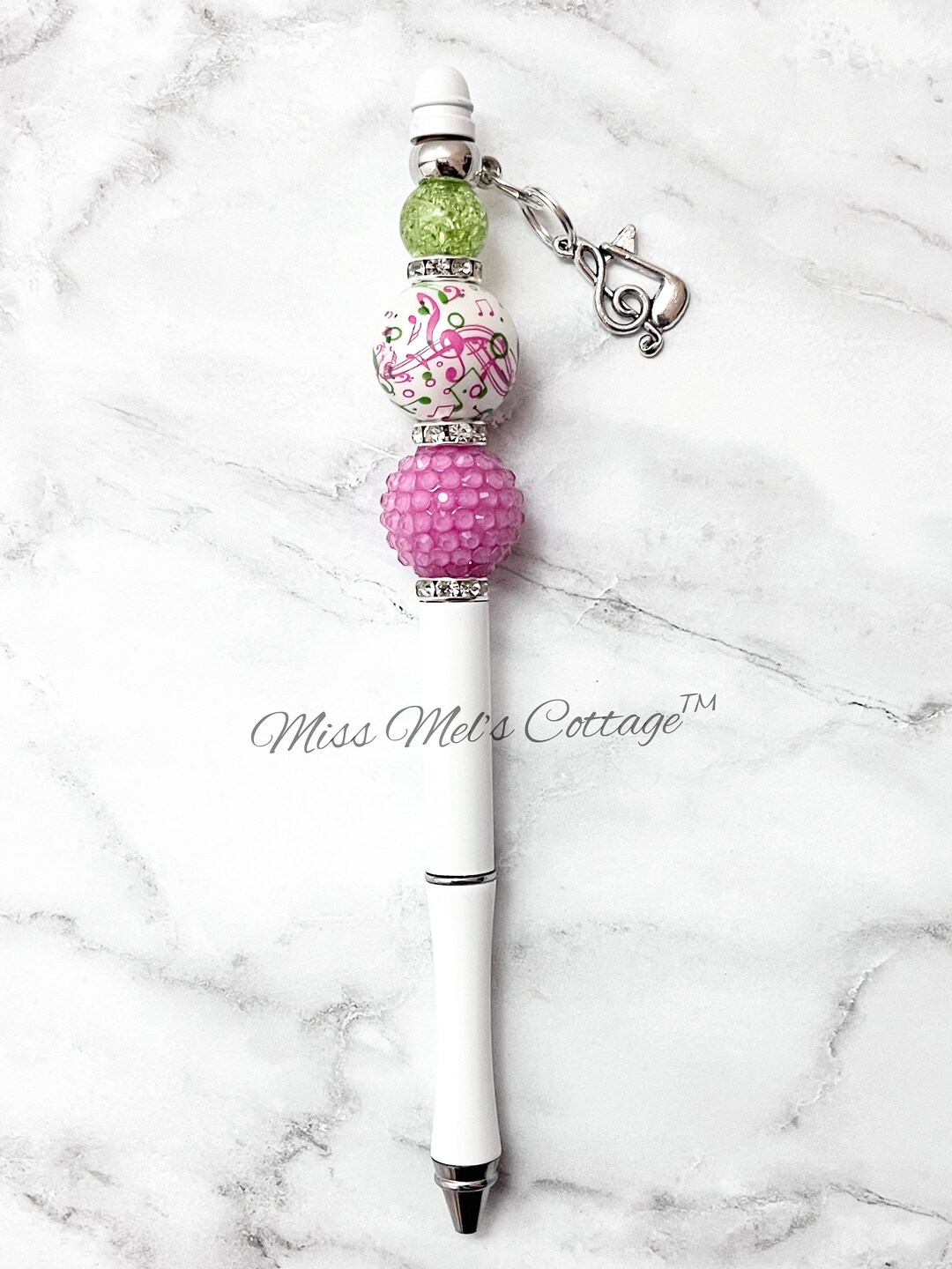 Music Pen/beaded/metal/beaded Pen/chunky Beads/treble Clef/musical ...