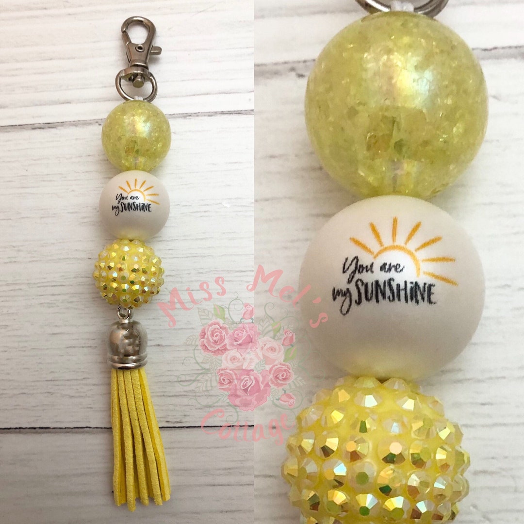 Sunshine Keychain/charm/you Are My Sunshine/beaded/zipper/purse/bag ...