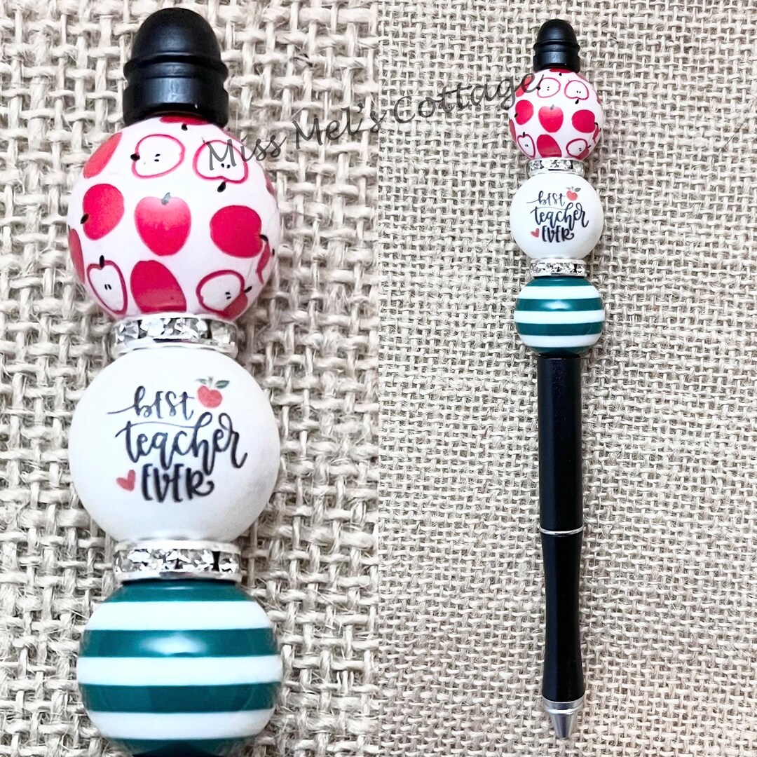 Best Teacher Pen/apple/beaded/metal Pen/chunky Beads/apples/teacher ...