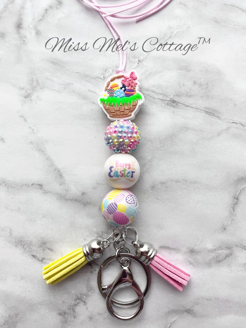 Easter Lanyard/beaded/necklace/badge Holder/chunky Beads/happy Easter ...