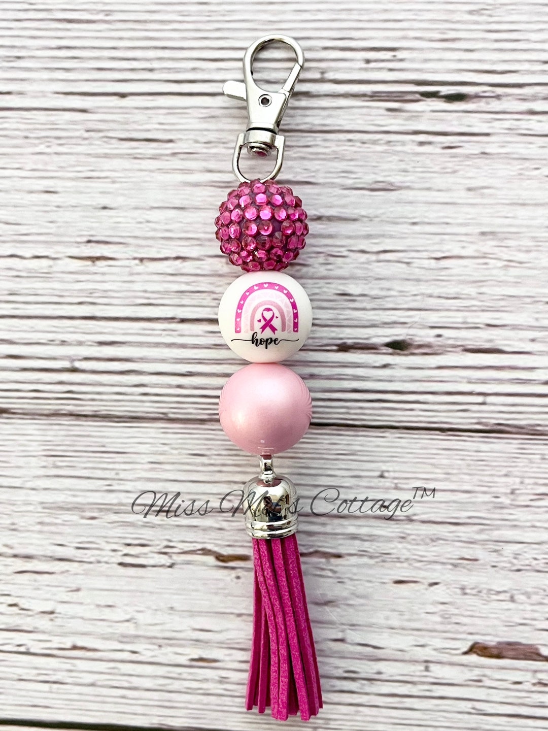 Pink Hope Rainbow Breast Cancer Awareness Keychain/charm/purse/bag ...
