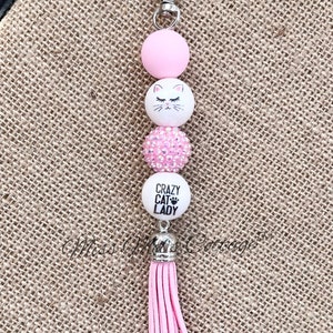 Crazy Cat Lady Keychain/charm/cat Mom/beaded/key Fob/bag/purse/zipper ...