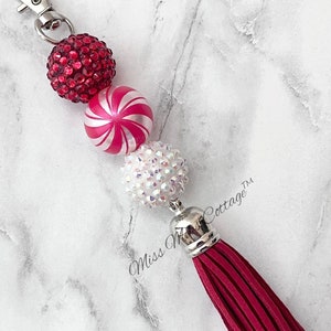 Peppermint Keychain/charm/beaded/chunky Acrylic Beads/bag/purse/zipper ...