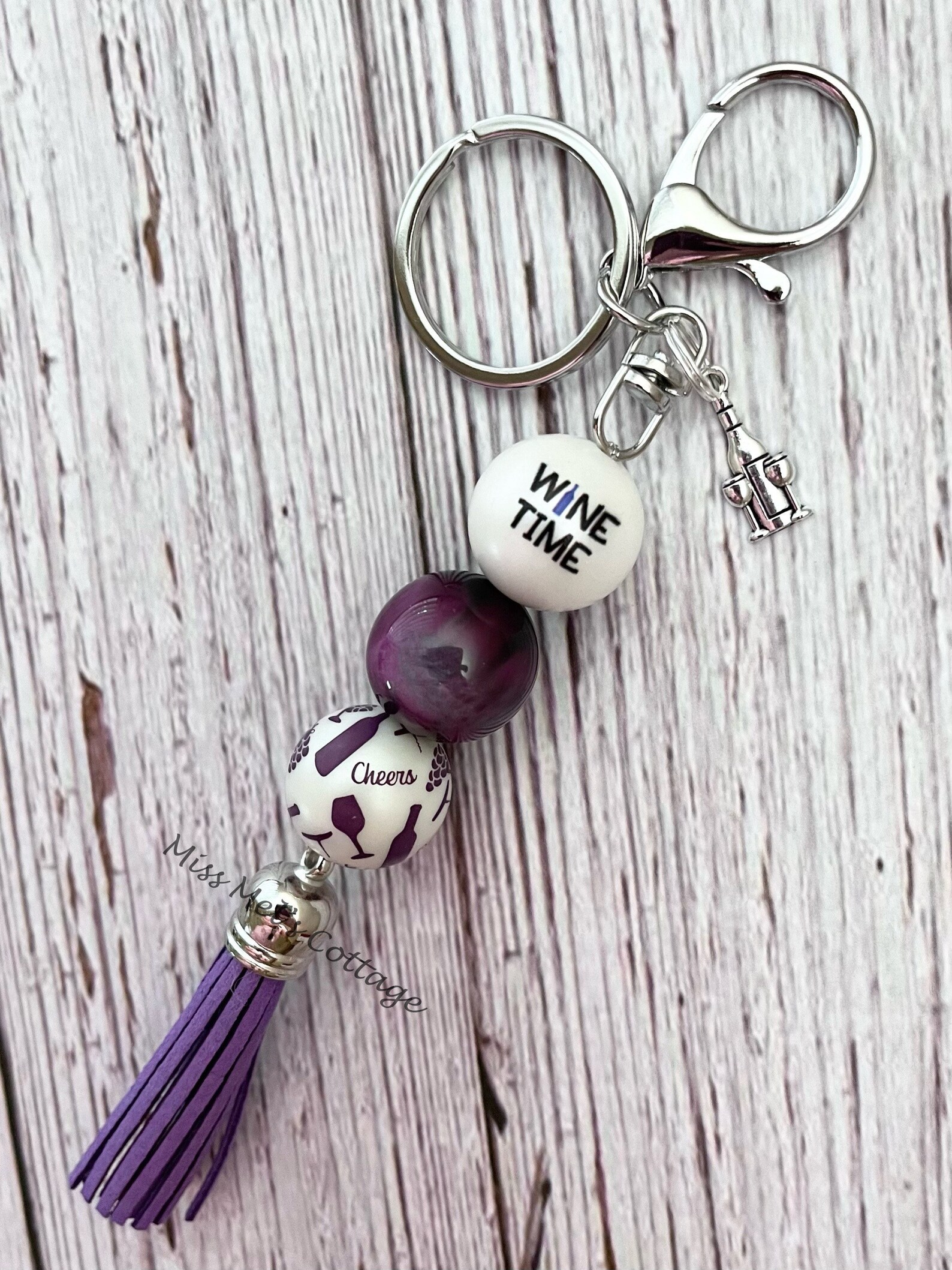 Wine Keychain/beaded/purse/bag/zipper/charm/chunky Beads/wine - Etsy