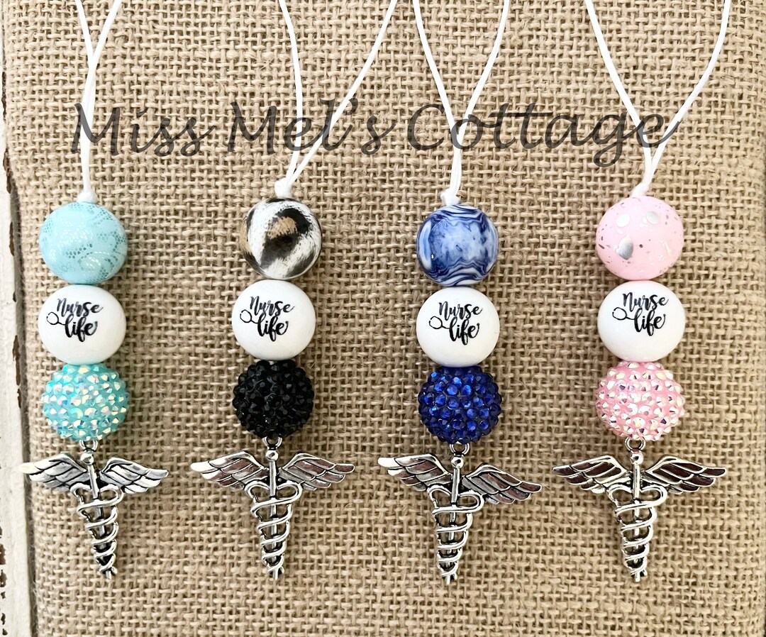 Nurse Car Charm/rn/lpn/np/nurses Aide/medical Caduceus/nursing/beaded/ornament/birthday/nurse ...