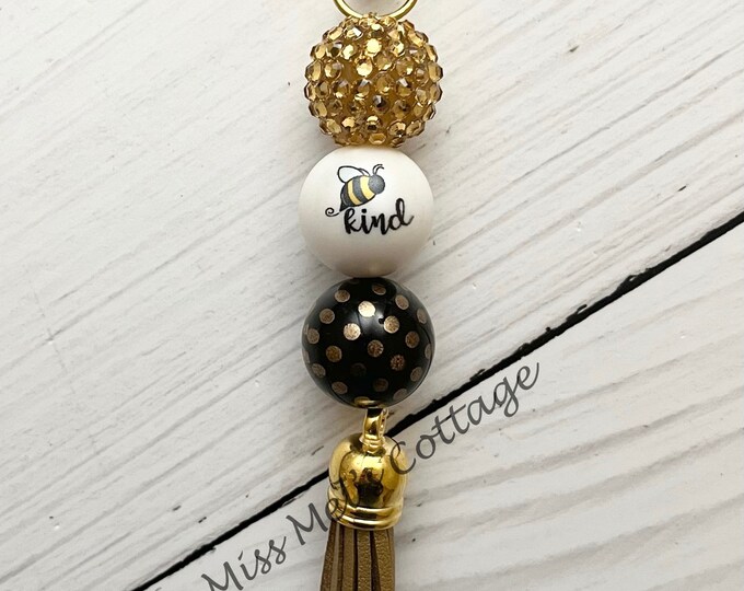 Bee Kind Keychain/charm/beaded/zipper/bag/purse/charm/planner/key Fob ...
