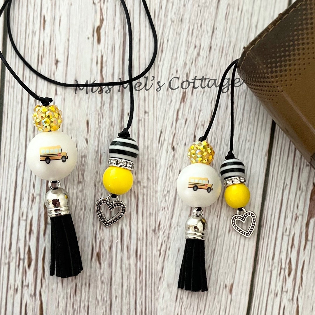 Bus Driver Bookmark, Charm, Book, Beaded, Book Bling, Chunky Beads ...