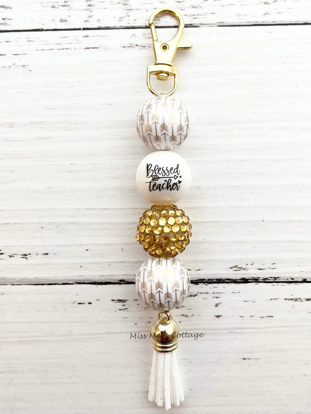 Blessed Teacher Beaded Keychain With Tassel, Teacher Appreciation Gift ...