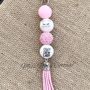Crazy Cat Lady Keychain/charm/cat Mom/beaded/key Fob/bag/purse/zipper ...