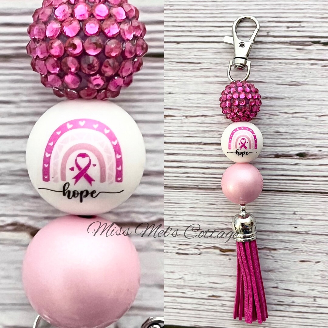 Pink Hope Rainbow Breast Cancer Awareness Keychain/charm/purse/bag ...