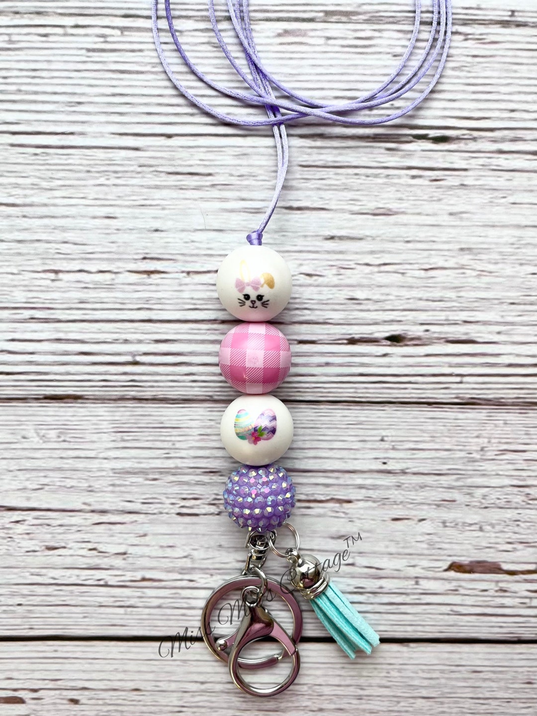 Easter Bunny Lanyard/necklace/beaded/badge Holder/breakaway/chunky ...