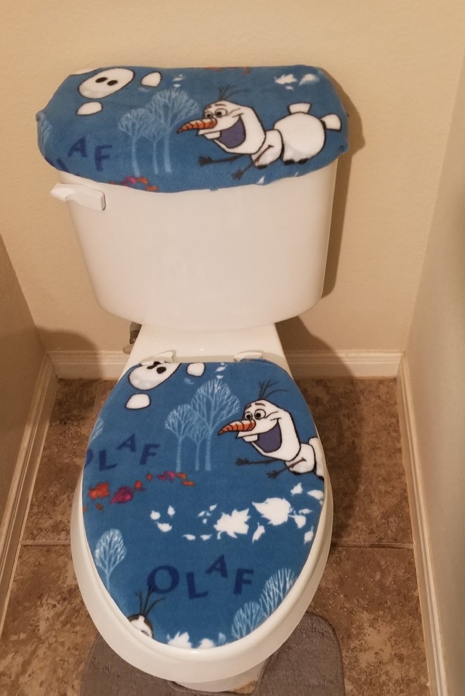 Disney Frozen Olaf Fleece Fabric Toilet Seat Cover Set 2PC - Etsy