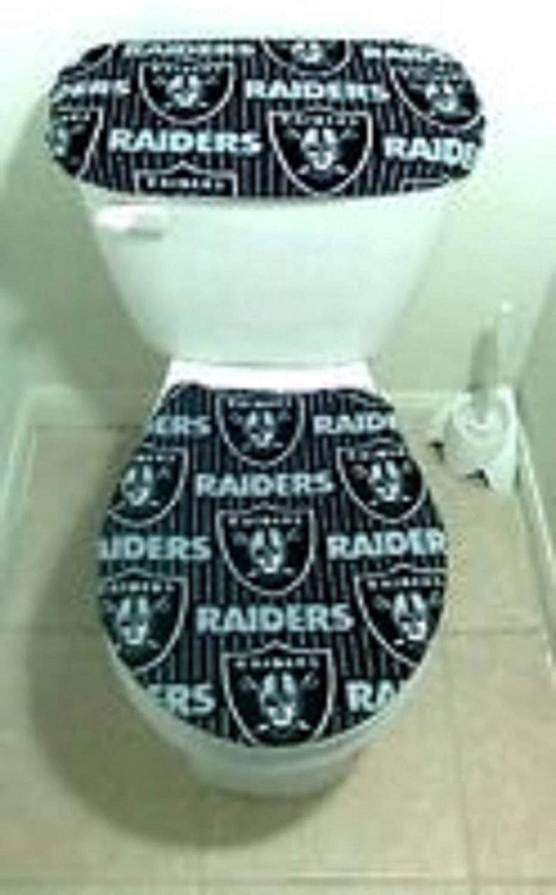 Las Vegas Raiders Fleece Fabric Toilet Seat Cover Set Bathroom ...