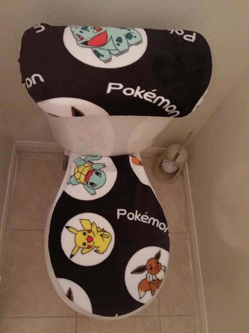 POKEMON Fleece Fabric Toilet Seat Cover Set Bathroom Accessories - Etsy
