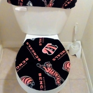 Cincinnati Bengals Fleece Fabric Toilet Seat Cover Set Bathroom ...