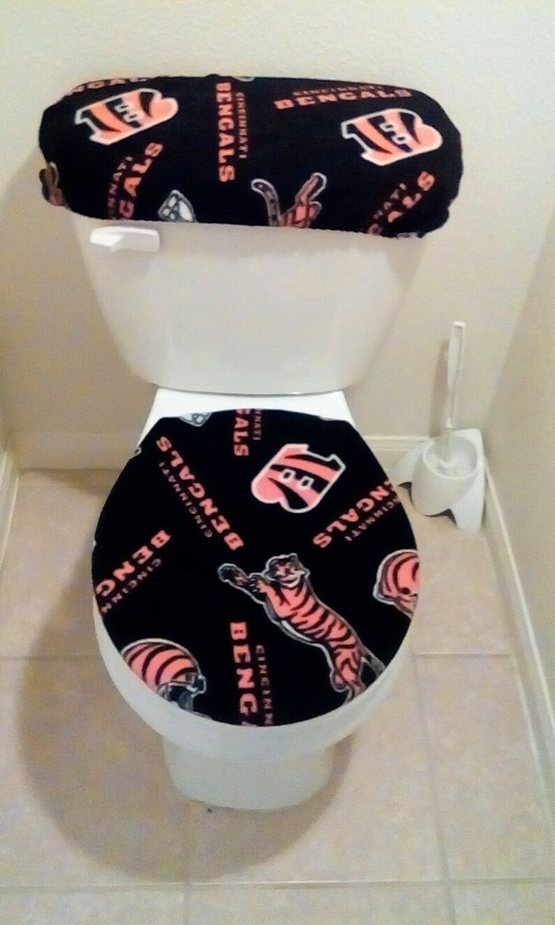 Cincinnati Bengals Fleece Fabric Toilet Seat Cover Set Bathroom ...