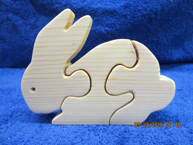 Wooden Bunny Puzzle Toy for Children. Wooden Handmade Animals. | Etsy
