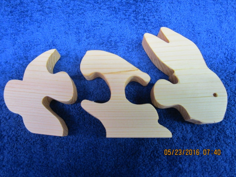 Wooden Bunny Puzzle Toy for Children. Wooden Handmade Animals. | Etsy