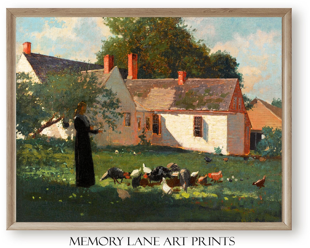 French Country Farmhouse Painting, Vintage Art, Printable Art, Instant ...