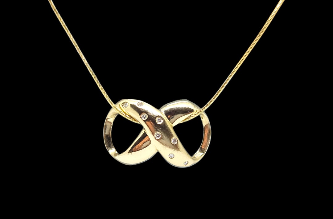 Handcrafted 14 Karat Yellow Gold Flush Set Diamond Infinity Slide ...