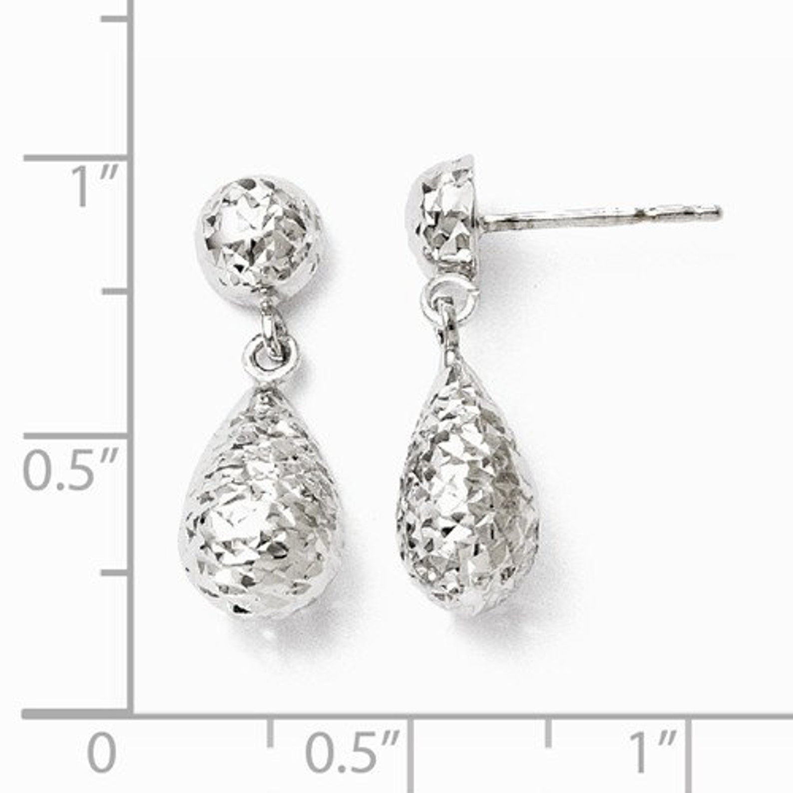 10k White or Yellow Gold Diamond-cut Post Dangle Earrings - Etsy