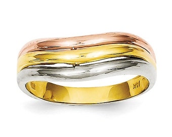 14K Tri-color Gold Crossover Trinity Fancy Ring Size 7 Real 14k Gold - Etsy