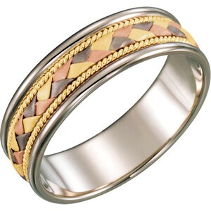 Custom 14 Karat Solid Tri-color Gold 6mm Hand-woven Milgrain - Etsy