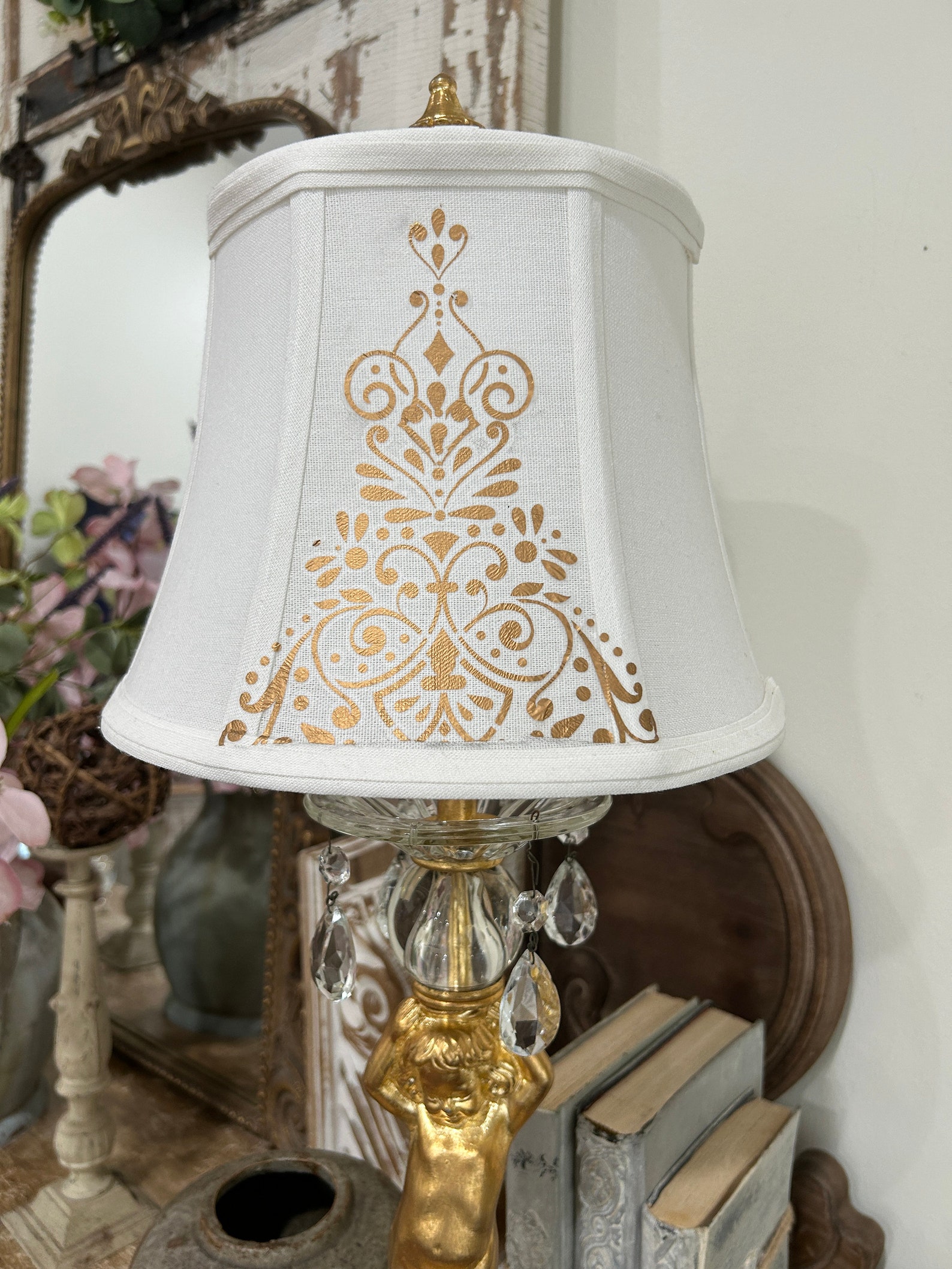 Gold Cherub Lamp , Lampshade, Lighting, Table, Glass, Bedroom, Dining ...