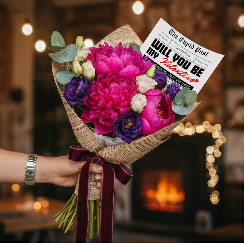 Valentine’s Cupid Post Newspaper Template Bundle | Editable Canva ...