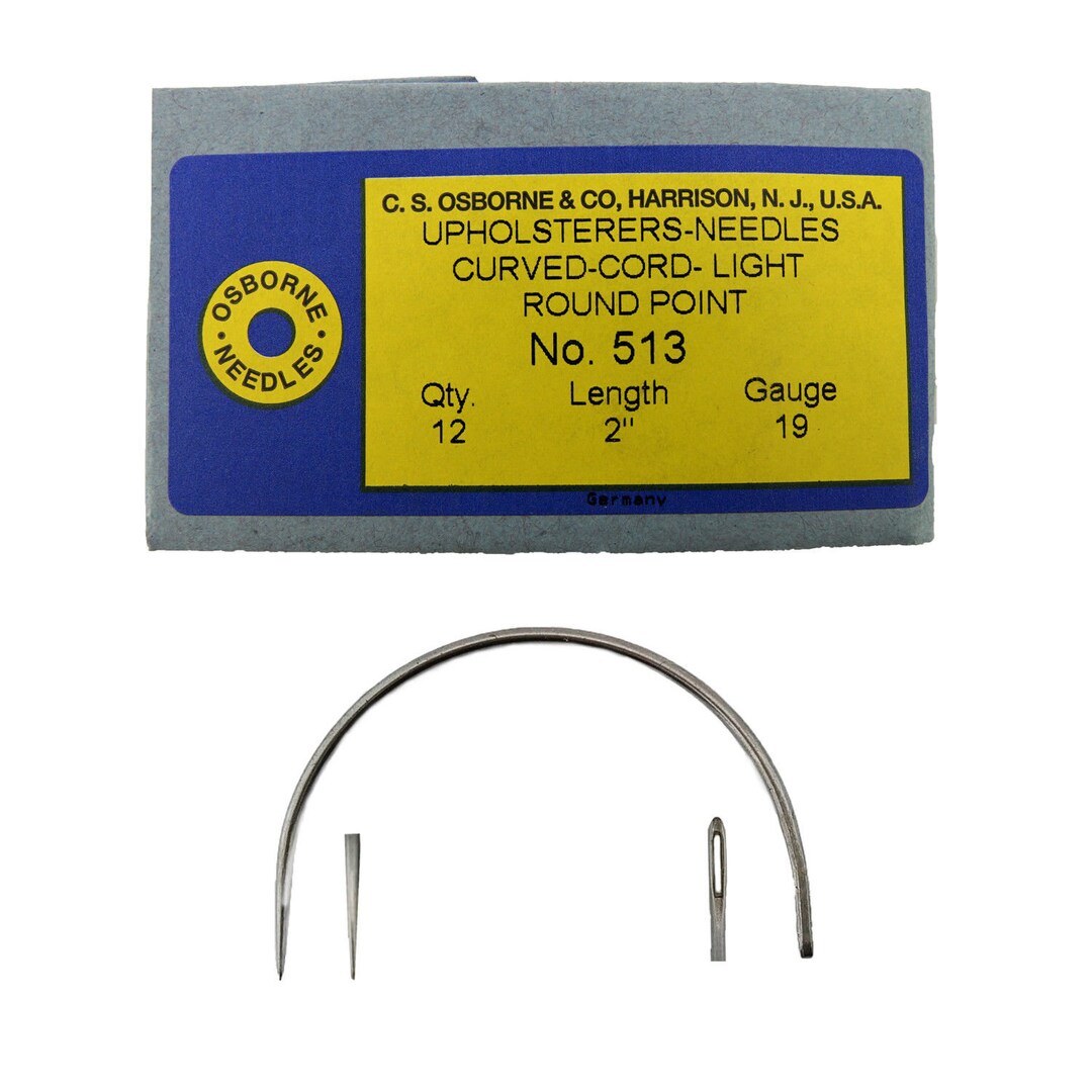 C.S. Osborne 12/pk. Curved Cord Light Needles 513 Size 2 Upholstery Needle - Etsy